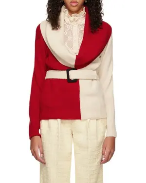Gucci Long Sleeved Two-toned Jumper With Belt