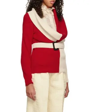 Gucci Long Sleeved Two-toned Jumper With Belt