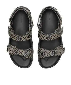 Tory Burch T Monogram Mellow Sport Sandals - Black