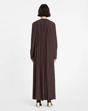 LANVIN Long-sleeved Pleated Maxi Dress With Sequence Buckle