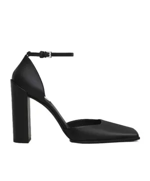 Alaïa Square D'orsay Pumps With Block Heel And Ankle Strap - Black