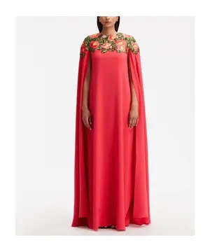 Oscar De La Renta Embellished Cape Effect Dress