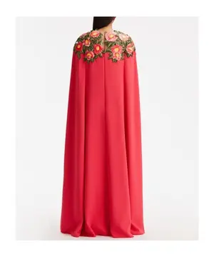 Oscar De La Renta Embellished Cape Effect Dress