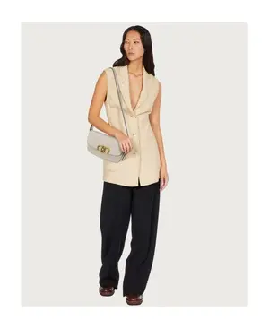 FERRAGAMO Trapezio Logo Plaque Small Shoulder Bag