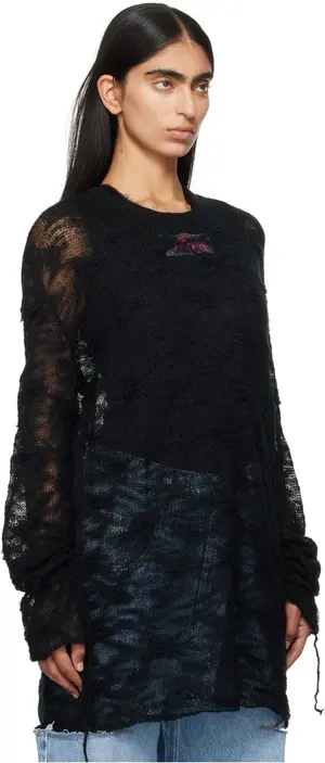 MAISON MARGIELA Distressed Logo Patch Crewneck Jumper