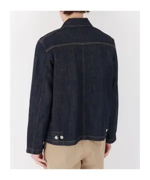 SUNFLOWER Workwear Denim Jacket With Removable Windproof Flap - Black