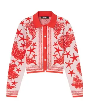 VERSACE Versace Barocco Sea Button-Up Polo Cardigan