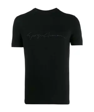 Giorgio Armani Logo Printed Crewneck T-shirt - Black