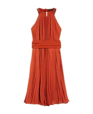 Max Mara Pleated Halter Neck Dress With Crystal Embellished Straps