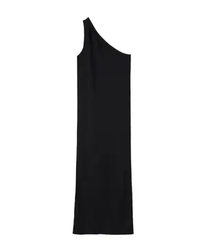TOTEME One-shoulder Ribbed Knit Dress - Black