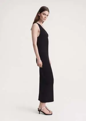 TOTEME One-shoulder Ribbed Knit Dress - Black