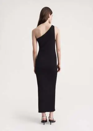TOTEME One-shoulder Ribbed Knit Dress - Black
