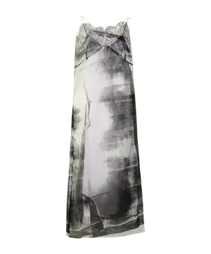 MAISON MARGIELA Strapped Midi Dress With Lace Detail - Gray