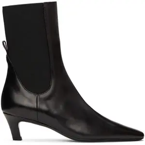 TOTEME Mid-heel Square-toe Ankle Boots - Black