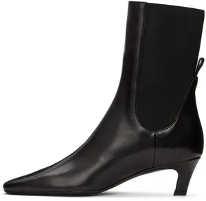 TOTEME Mid-heel Square-toe Ankle Boots - Black