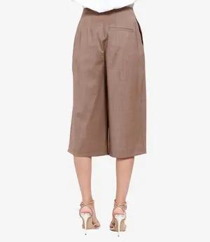 Philosophy Di Lorenzo Serafini High-waisted Pleated Wide-leg Cropped Trousers - Brown