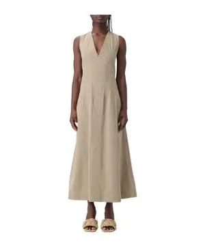 Bottega Veneta V-neck Sleeveless Midi Dress - Gray