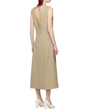 Bottega Veneta V-neck Sleeveless Midi Dress - Gray