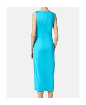 Versace Logo Plaque Cowl Neck Midi Dress