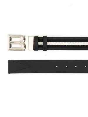 Bally Logo Buckle Stripe Detailed Belt - Black