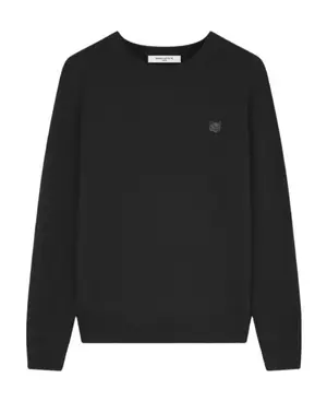 Maison Kitsuné Fox Embroidered Crew Neck Jumper - Black