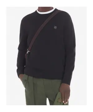Maison Kitsuné Fox Embroidered Crew Neck Jumper - Black