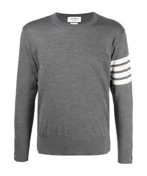 Thom Browne Four-bar Knitted Pullover - Grey