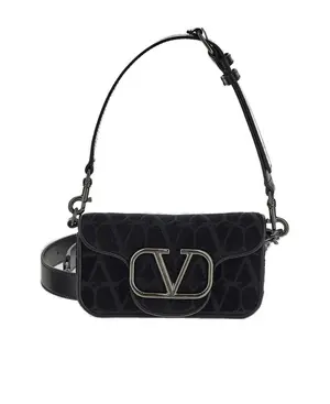 Valentino Garavani Vlogo Plaque Foldover Top Shoulder Bag - Black