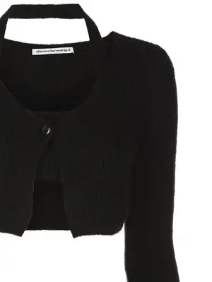 Alexander Wang Cropped Knitted Cardigan With Backless Top - Black