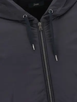 Herno Quilted Zip-up Hooded Jacket With Drawstring - Black