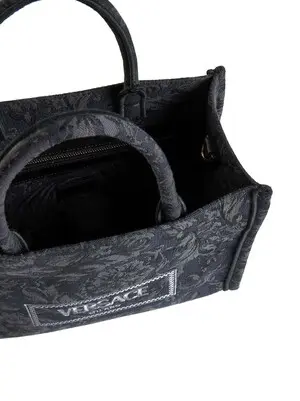 Versace All-over Floral Motif Top Handle Bag - Black