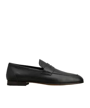 TOD'S Round Toe Slip-on Loafers - Black