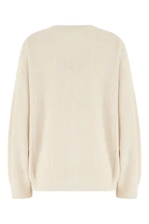 Brunello Cucinelli Ribbed Crew Neck Long Sleeve Sweater - Beige