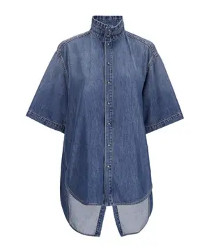 DARKPARK Roberta Stand-collar Denim Shirt - Blue