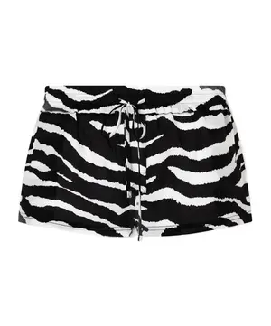Attico Zebra Print Tulle Shorts - Black