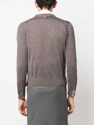 Thom Browne V-neck 4-stripe Knitted Cardigan - Gray
