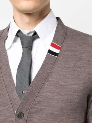 Thom Browne V-neck 4-stripe Knitted Cardigan - Gray