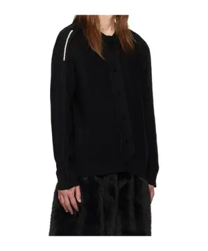 Simone Rocha Long-sleeved Cardigan With Pearl Embellishments