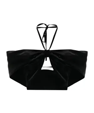 Philosophy Di Lorenzo Serafini Off-shoulder Halterneck Velvet Top - Black