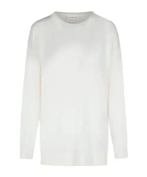 P.a.r.o.s.h Crewneck Knitted Jumper With Side Slits - Cream