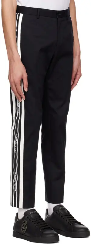 Dolce & Gabbana Tailored Trousers With Side Logos - Black