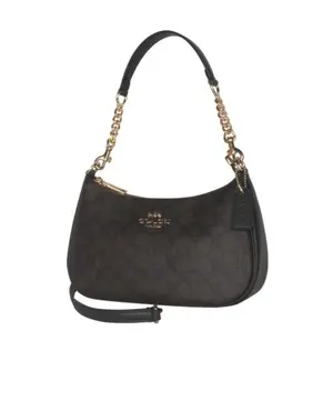 COACH Logo Zipper Shoulder Bag - Black