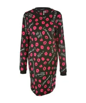 Moschino Long Sleeve Lipstick Print Dress