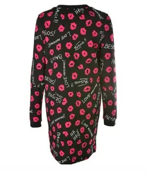 Moschino Long Sleeve Lipstick Print Dress