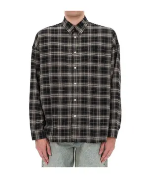 SUNFLOWER Checked Button-up Shirt - Black