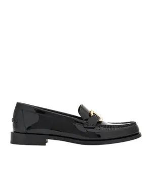 FERRAGAMO Gancini Ornament Patent Leather Moccasins