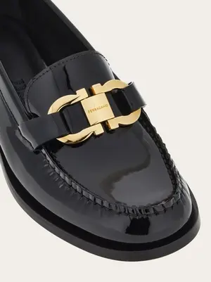 FERRAGAMO Gancini Ornament Patent Leather Moccasins