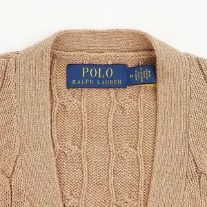 Polo Ralph Lauren V-neck Long-sleeved Cable Knit Cardigan - Nude