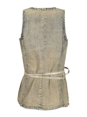 DIESEL® Brush Denim Wrap Top - Medium Blue