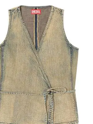 DIESEL® Brush Denim Wrap Top - Medium Blue